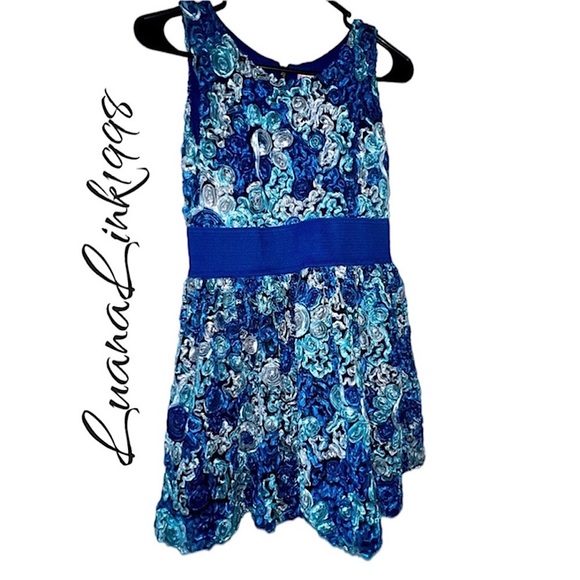 Zoe Ltd | Dresses | Zoe Ltd Blue Floral Ribbon Embellishment Party ...